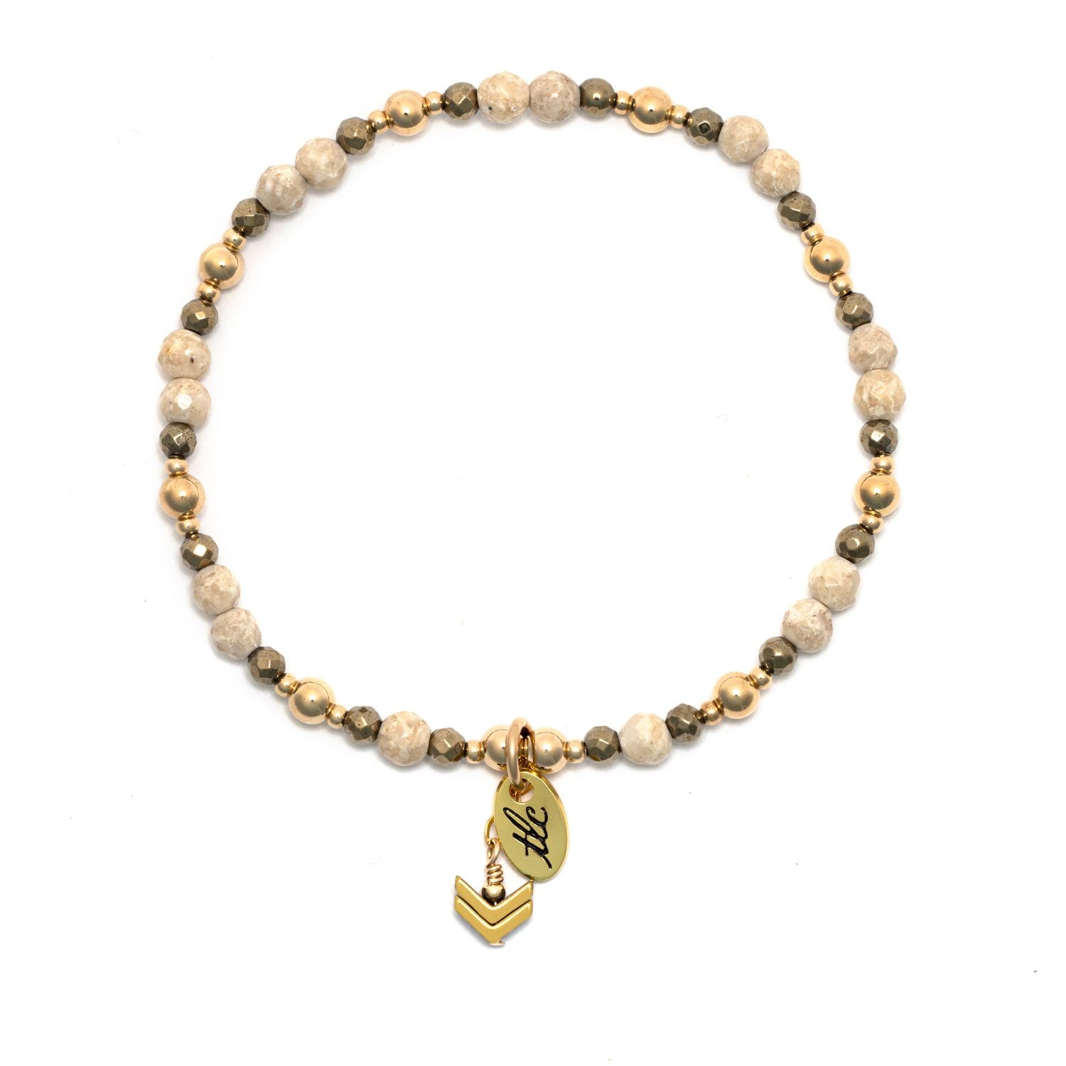 Riverstone & Gold Design Stretch Bracelet – tlc moving forward